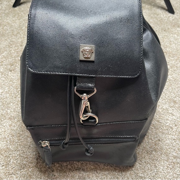 Versace | Bags | Vintage Versace Black Leather Backpack | Poshmark